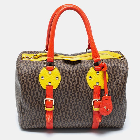 Etienne Aigner | Bags | Aigner Multicolor Monogram Canvas And Leather ...